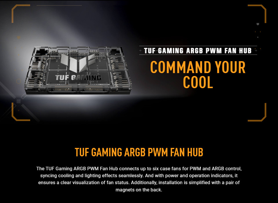 ASUS TUF Gaming ARGB PWM Fan Hub - Connect 6 Case Fans, PWM Fan & RGB ...