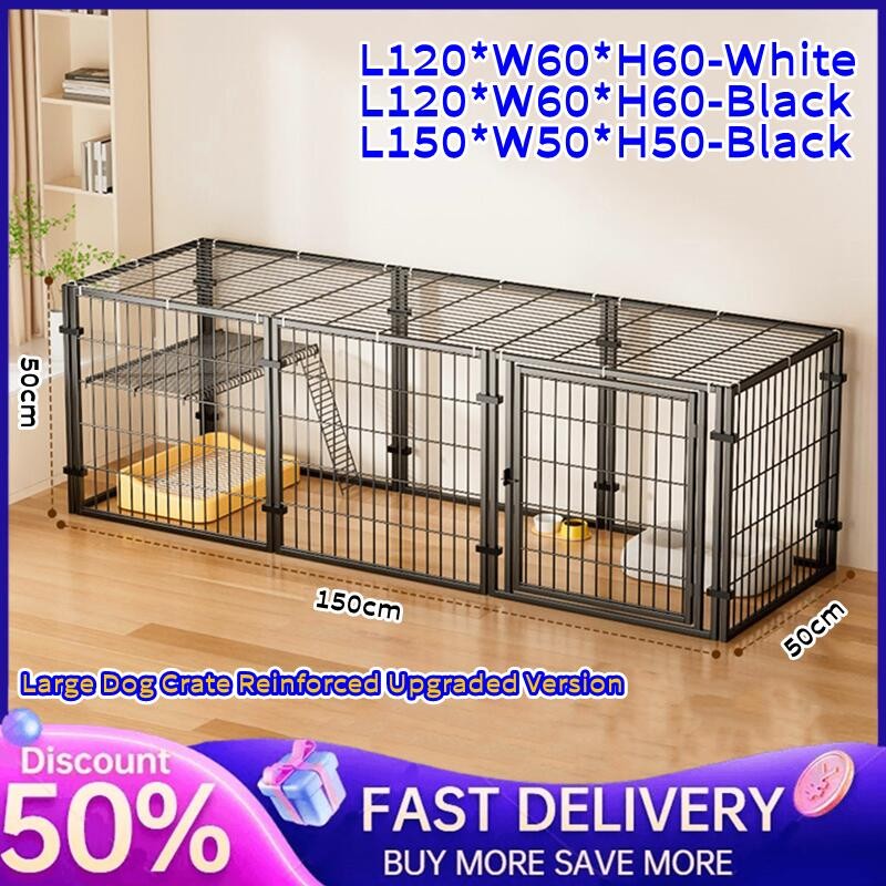 120/150cm Dog Cage Elevated Dog Fence Splicing Dog Playpen Large Space ...