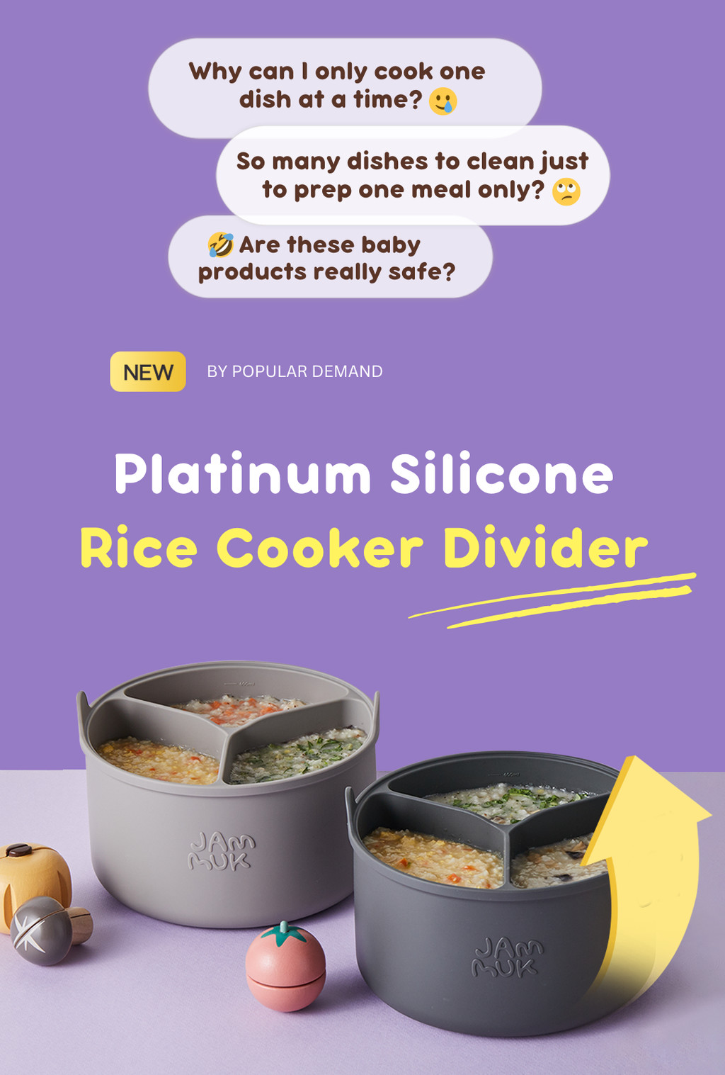 [JAMMUK] Smart Silicone Rice Cooker Divider | First in Korea | Baby ...