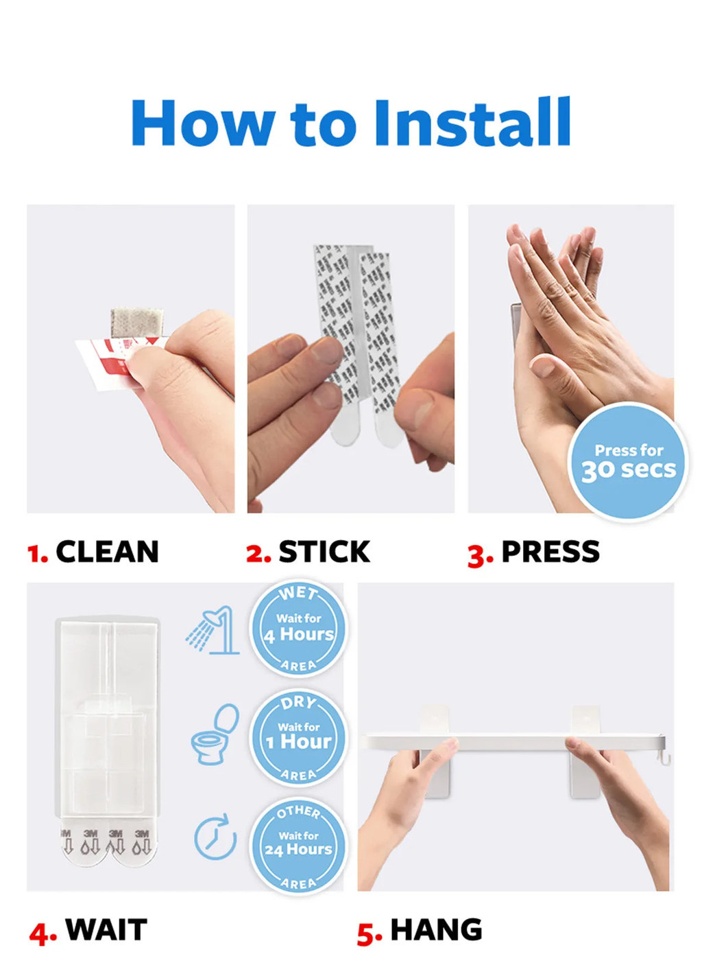 3M Command Bathroom Plate Shelf 17729 Up to 4.5kg Water Resistant ...