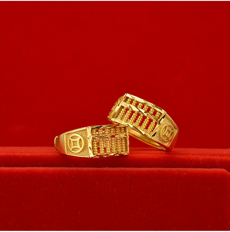 dada jewelry pure 916 gold ring lucky abacus open ring men's and women ...