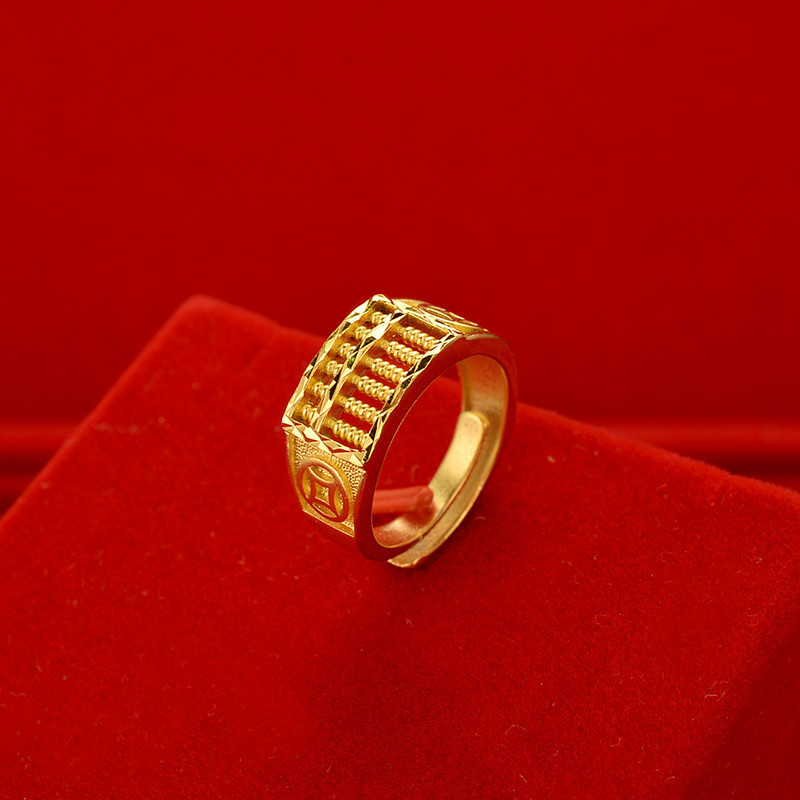 dada jewelry pure 916 gold ring lucky abacus open ring men's and women ...