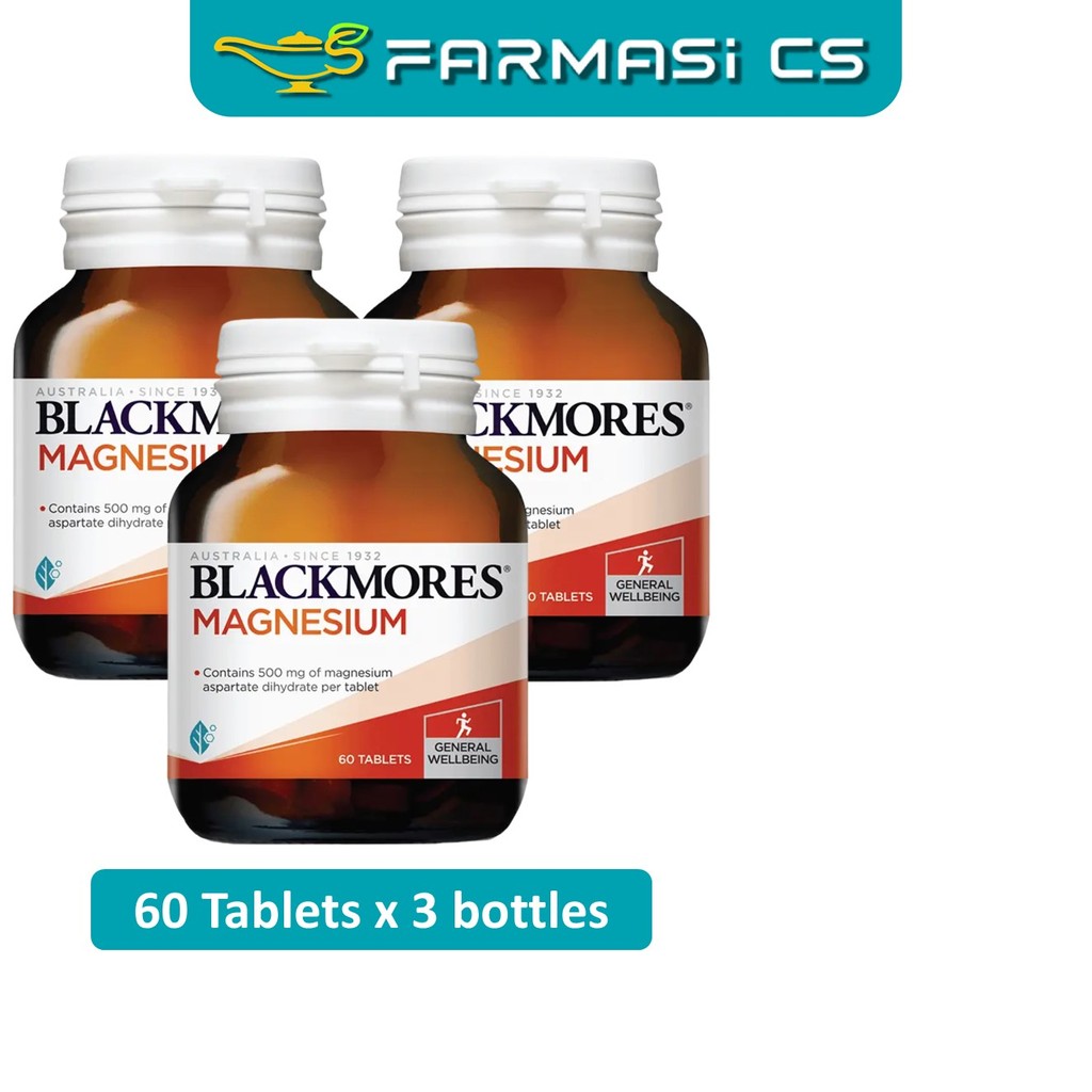 BLACKMORES Magnesium 60 tablets x 3 bottles (TRIPLE) EXP:05/2026 ...