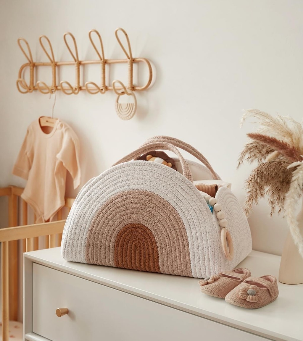 SG EmmAmy® Foldable Baby Diaper Basket Storage Bag Newborn Cotton Rope ...