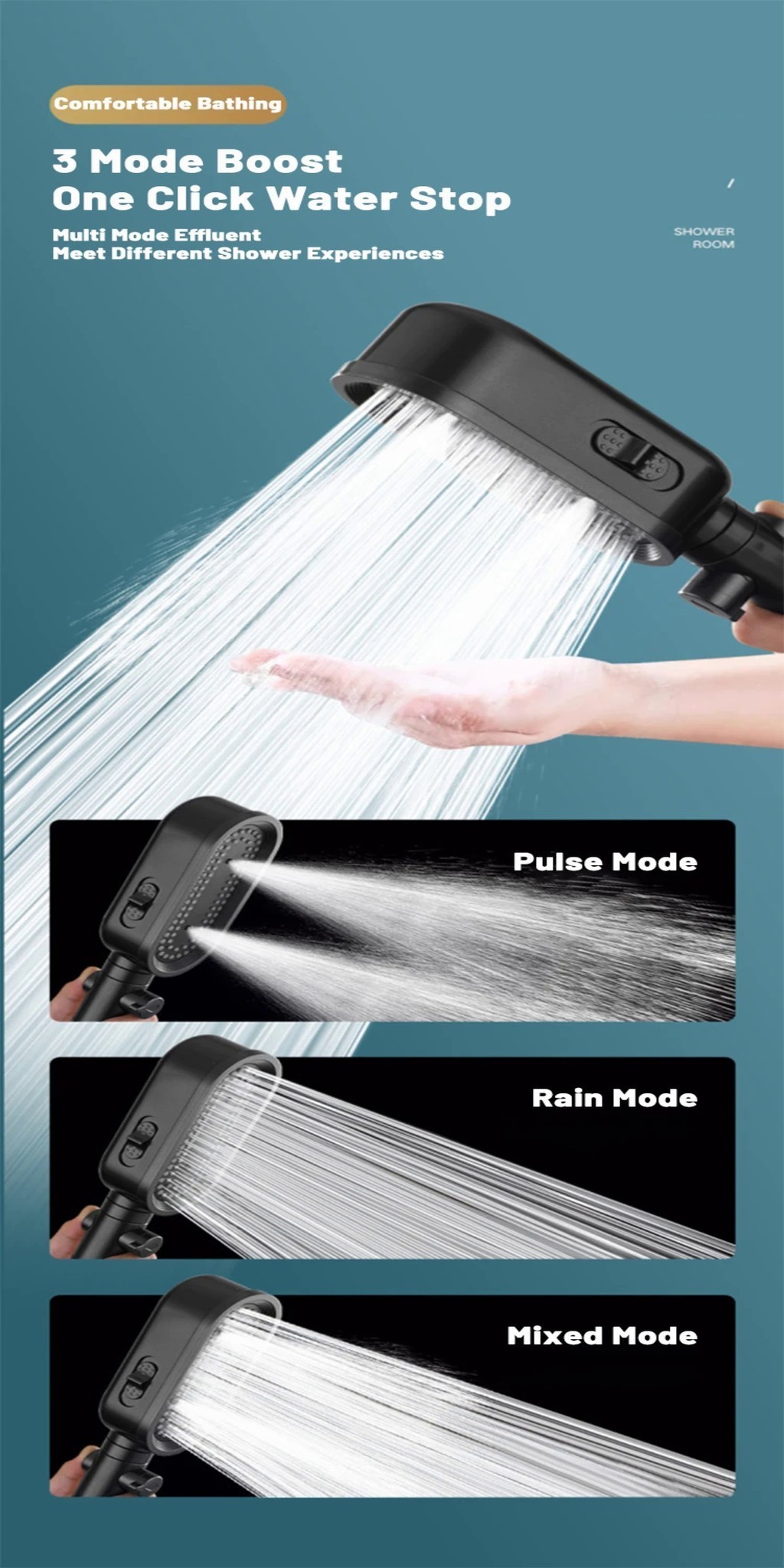 🇸🇬SG Local stock🇸🇬3-Mode Shower Head with Stop Button High Pressure ...