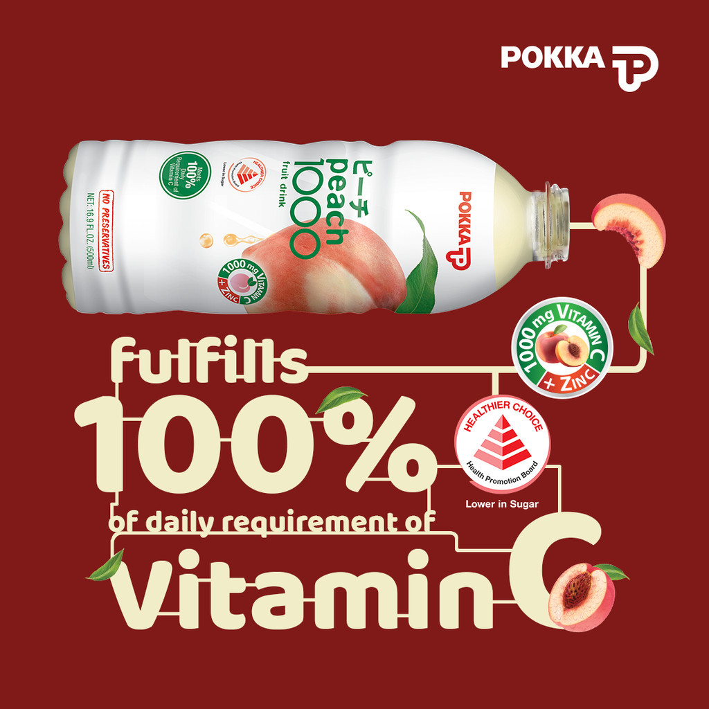 POKKA Peach 1000 500ML X 24 (BOTTLE) | Shopee Singapore