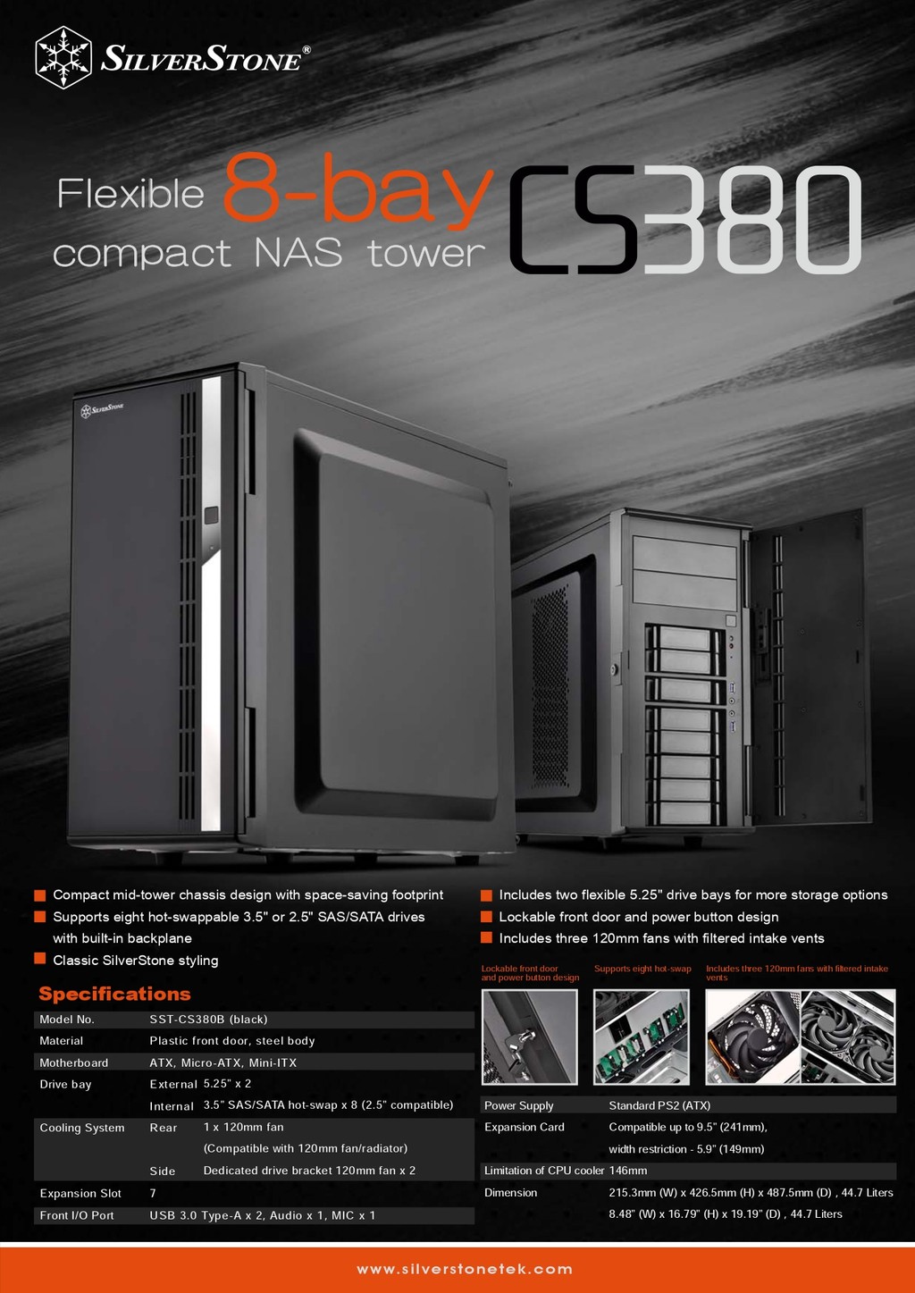 SilverStone Case Storage Series CS380 8-Bay Hot-swap Mid-Tower Chassis ...