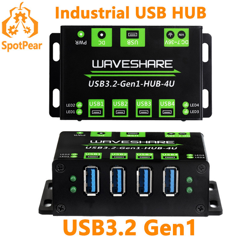 Industrial USB HUB USB3.2 Gen1 One-To-4U Onboard 7~36V DC power port ...