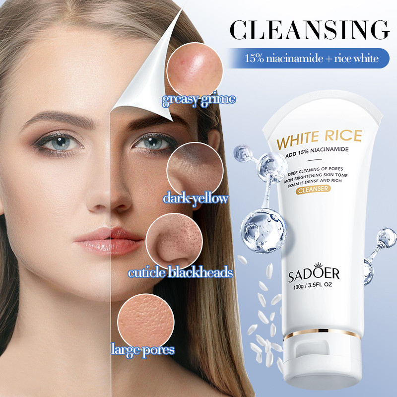 ROREC SADOER White Rice Nicotinamide Brightening Cleanser Deep Cleaning ...