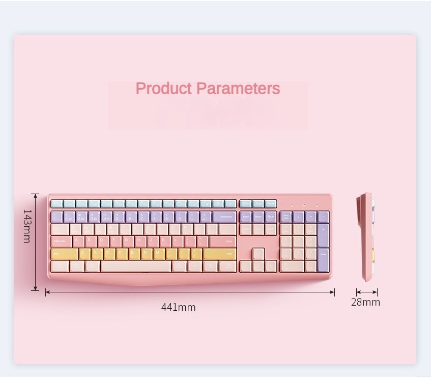 BOW Dual Mode 2.4g Wireless Three Bluetooth Pink Keyboard and Mouse Set ...