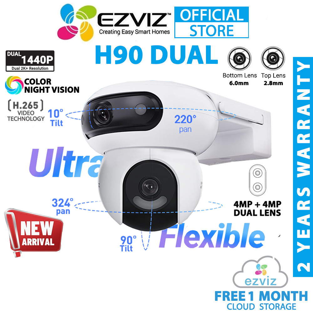 Ezviz H90 Dual Lens (4MP + 4MP) Dual Rotation Pan/Tilt Two Way Talk ...