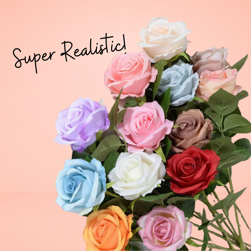 [SG Seller] Faux Rose Artificial Roses Fake Flower Decoration Floral ...