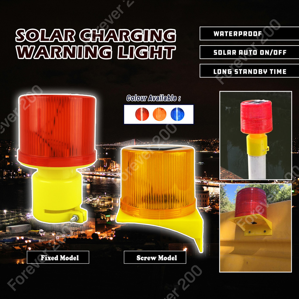 Solar Warning Light LED Emergency Flash Light Traffic Safety Beacon Fix ...