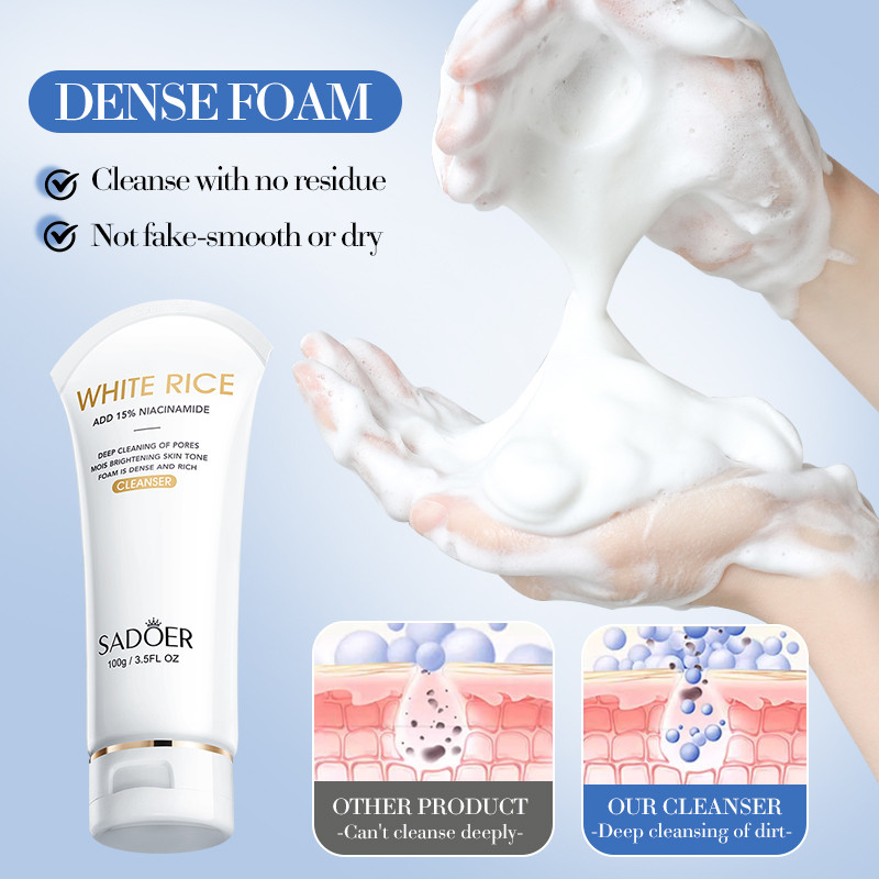 ROREC SADOER White Rice Nicotinamide Brightening Cleanser Deep Cleaning ...