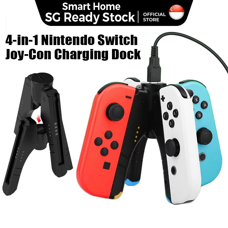 SG🔥 4-in-1 Nintendo Switch Joy-Con Charging Dock Station LED Indicator ...
