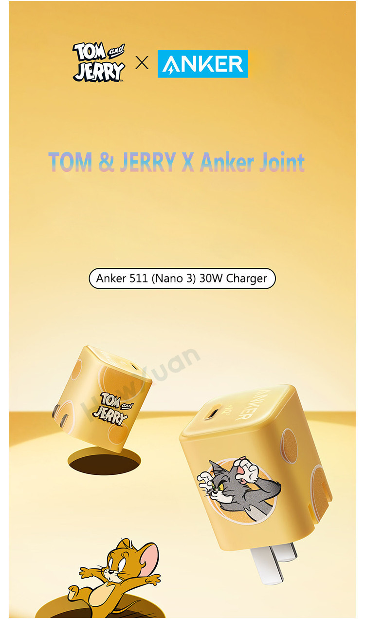 Anker 511 Charger Tom & Jerry Nano III 30W USB C GaN Charger PIQ 3.0 PPS Foldable Fast Charger ...