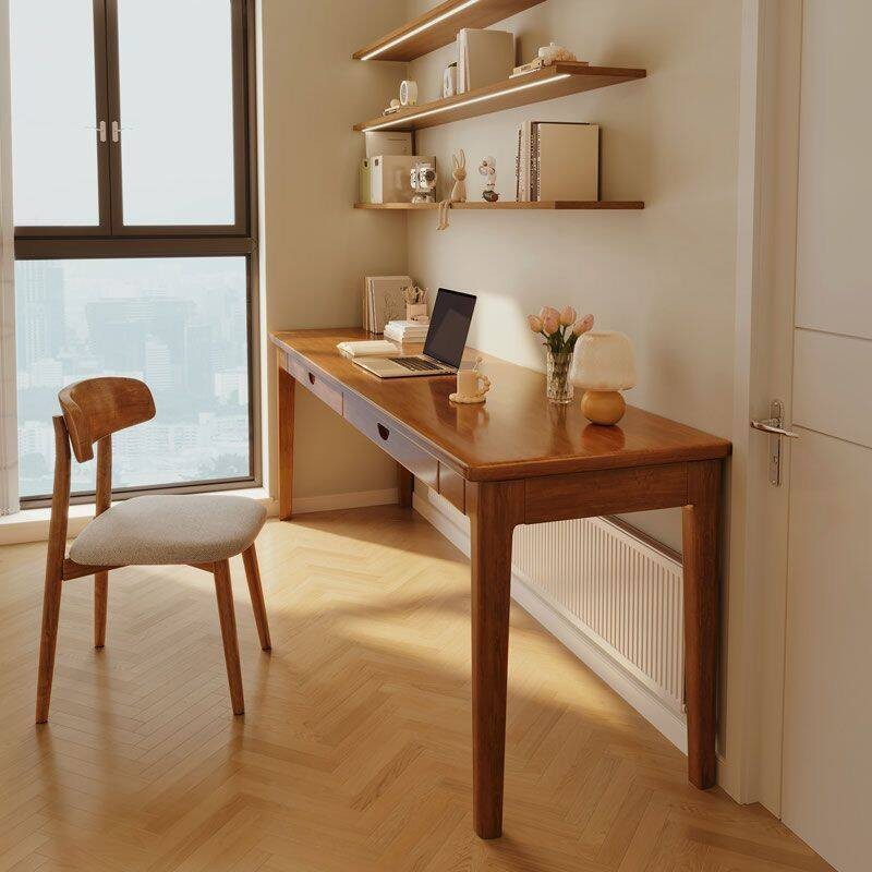 Solid Wood 40Cm Width Household Small Bedroom Computer Table Long Strip ...