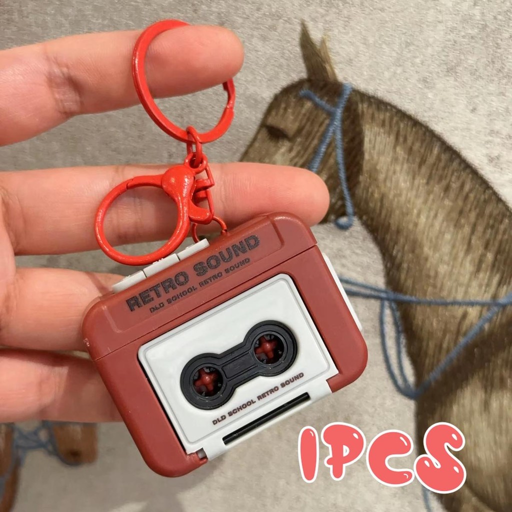 2Pcs Retro Tape Recorder Shaped Keychain English Songs Mini Recording ...