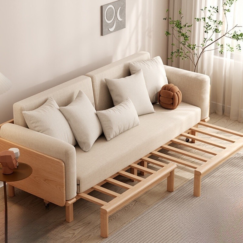 Solid Wood Sofa Bed Foldable Integrated Multi-functional Sofa ...