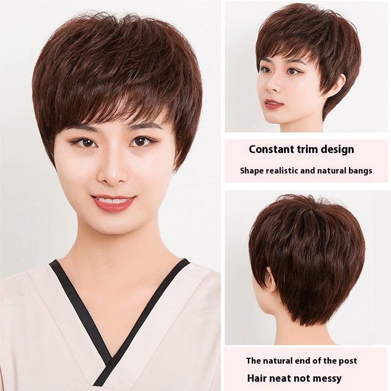 100% Human Hair Wigs For Women Short Wig Hair Modern Style Full Machine ...