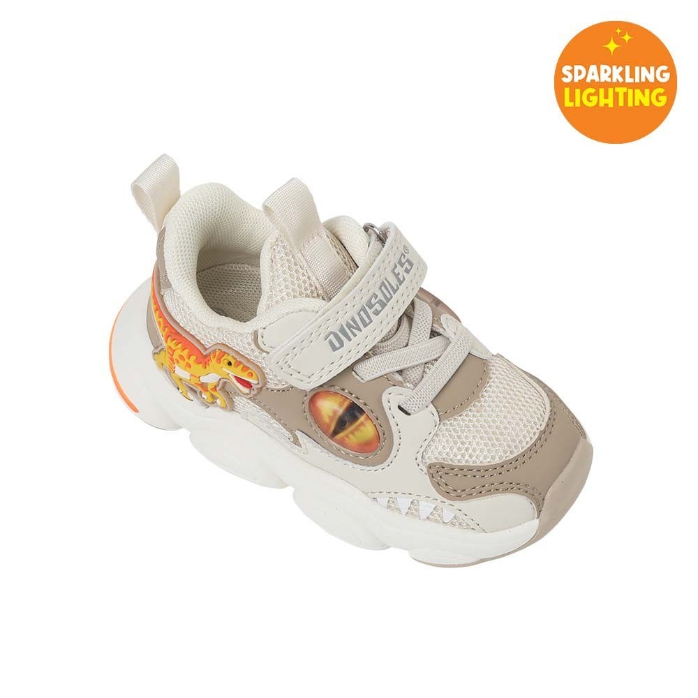 Dinosoles T-Rex Canaveral Kids Shoes with LED (Beige) | Shopee Singapore