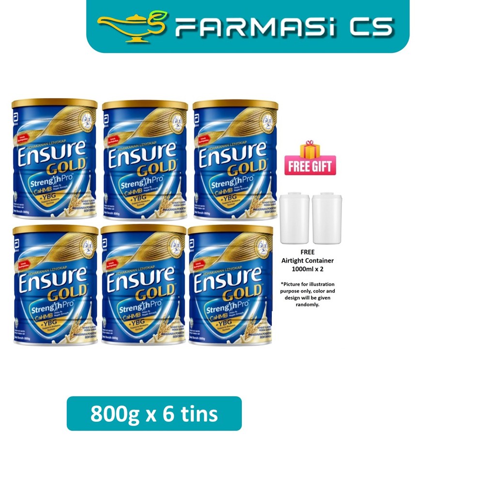 Abbott Ensure Gold Wheat 800g x 6 Tins EXP:09/2026 FREE 2 Containers ...