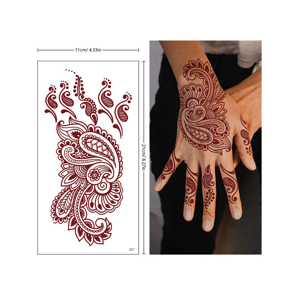 Red Lace Henna Tattoo Sexy Maroon Tattoo Stickers Waterproof India ...