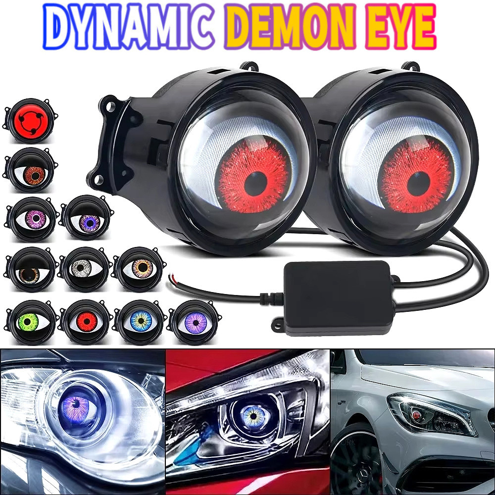 12V-36V Remote Control Eyes Dynamic Devil Eyes LED Car Lights 3 Inch ...