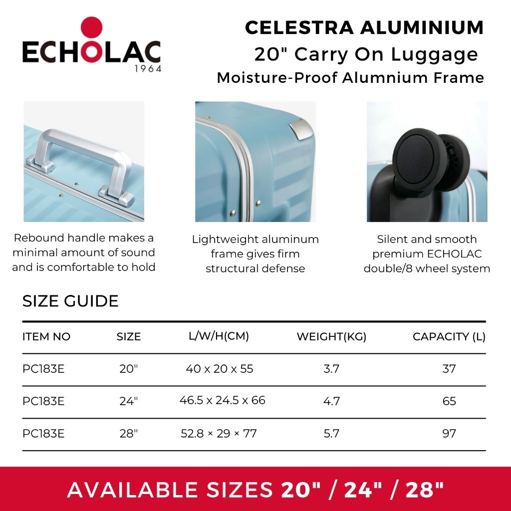 Echolac Celestra Aluminium Frame 20" Luggage | Shopee Singapore