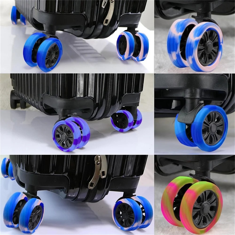 8 PCS Silicone Travel Luggage Wheels Cover Thicken Travel Rolling ...