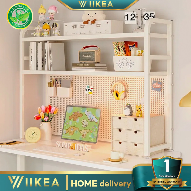 Desk shelf Pegboard Wall Shelf Double Layer Wooden desktop shelf ...