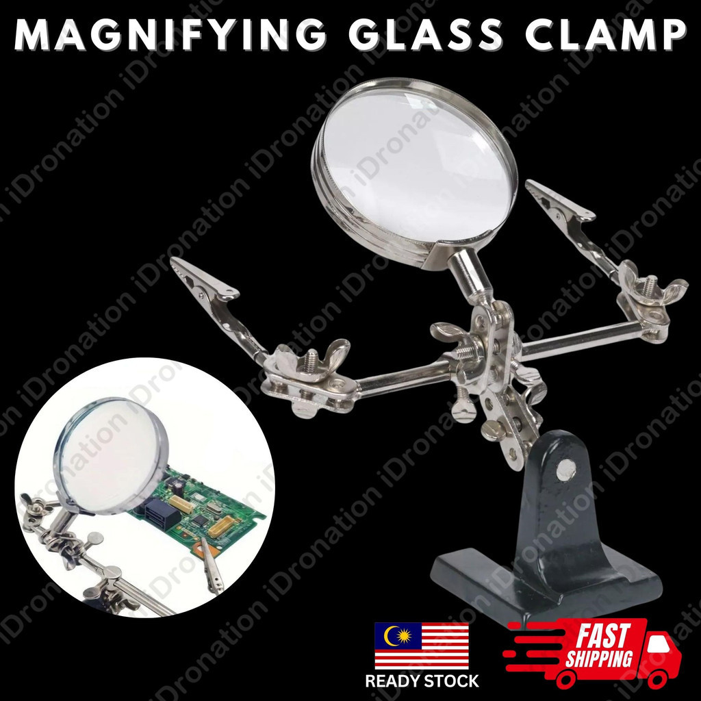 Adjustable Magnifier Glass Soldering Iron Holder Stand Magnifying Glass ...