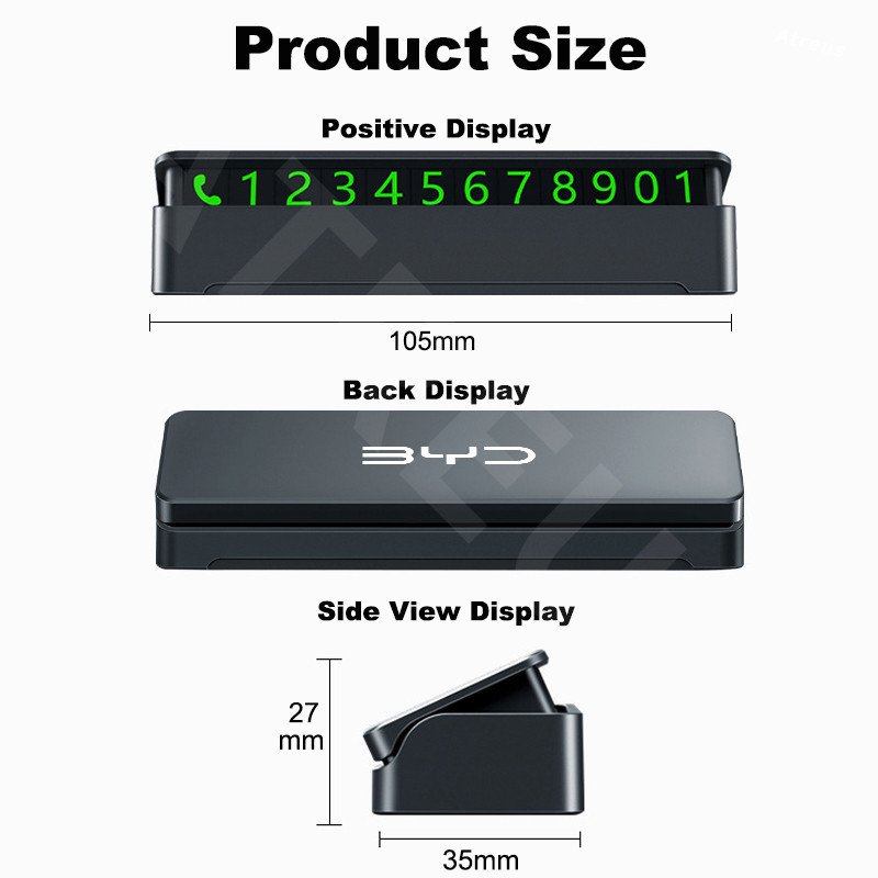 BYD Car Luminous Phone Number Card Plate Temporary Magnetic Numbers ...