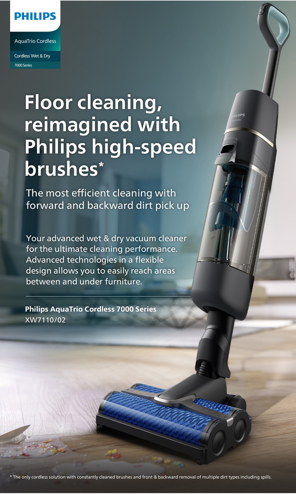 Philips XW7110/02 AquaTrio Cordless Wet & Dry Vacuum 7000 Series ...