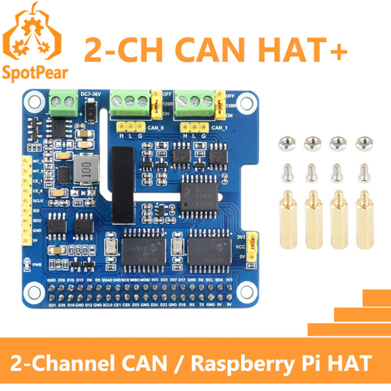 Raspberry Pi 2-Channel Isolated CAN Bus Expansion HAT Dual Chips Solution Built-In Multi ...