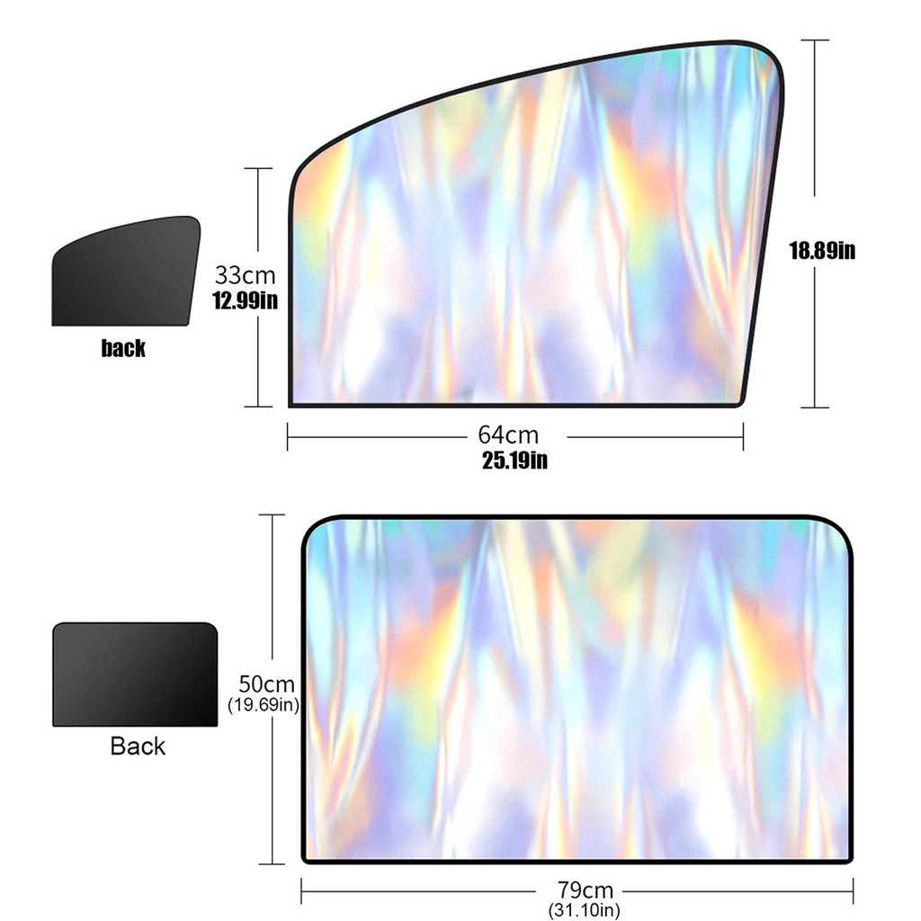 Silver Reflective Car Window Sunshade Magnetic Sunscreen Thermal ...
