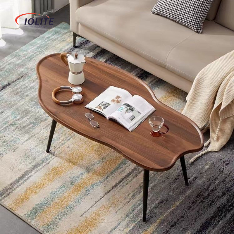 Coffee Table Small Household Cloud Shape 120Cm Coffee Table Walnut Waterproof Household Colour ...