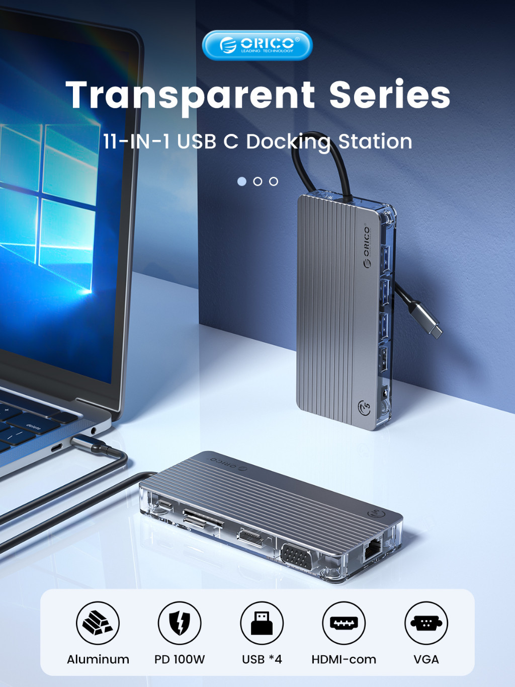 ORICO Clear Series USB C HUB macbook adapter Type C to 4K HDMI RJ45 PD ...