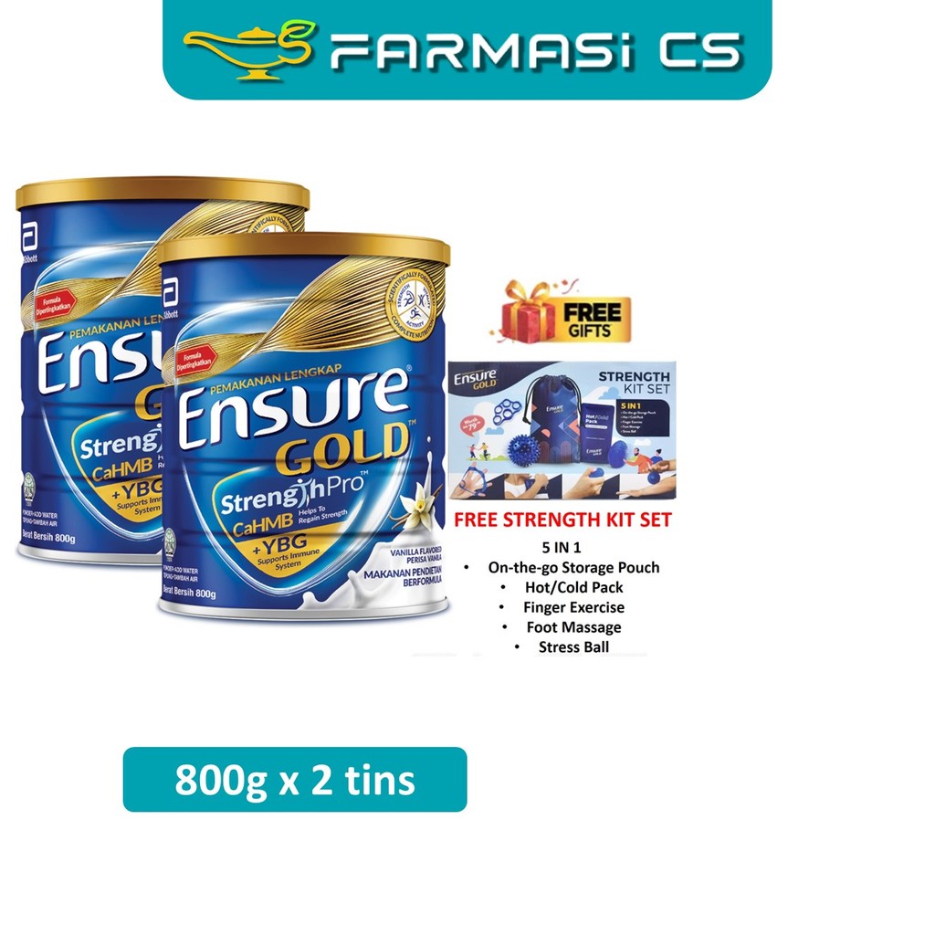 Abbott Ensure Gold Vanilla 800g x 2 Tins (TWIN) FOC Strength Bag / 4 ...