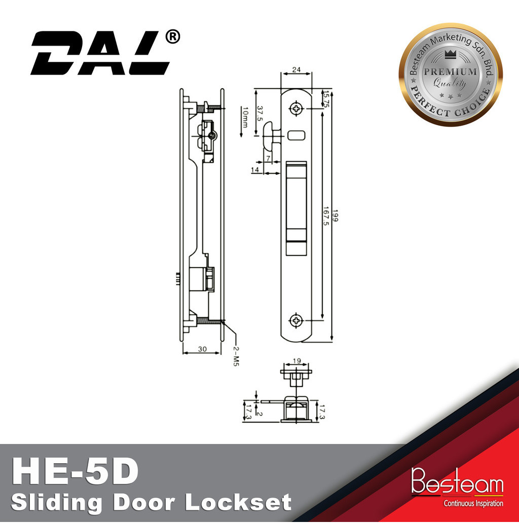 DAL HE-5D Sliding Door Lock Aluminium | Shopee Singapore