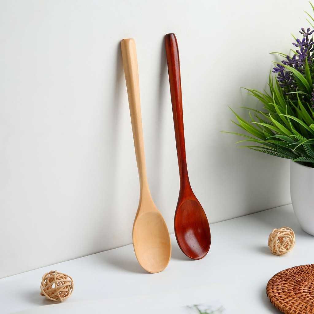 Wooden Spoons Natural Plant Ellipse Wooden Ladle Spoon Cooking Mixing ...