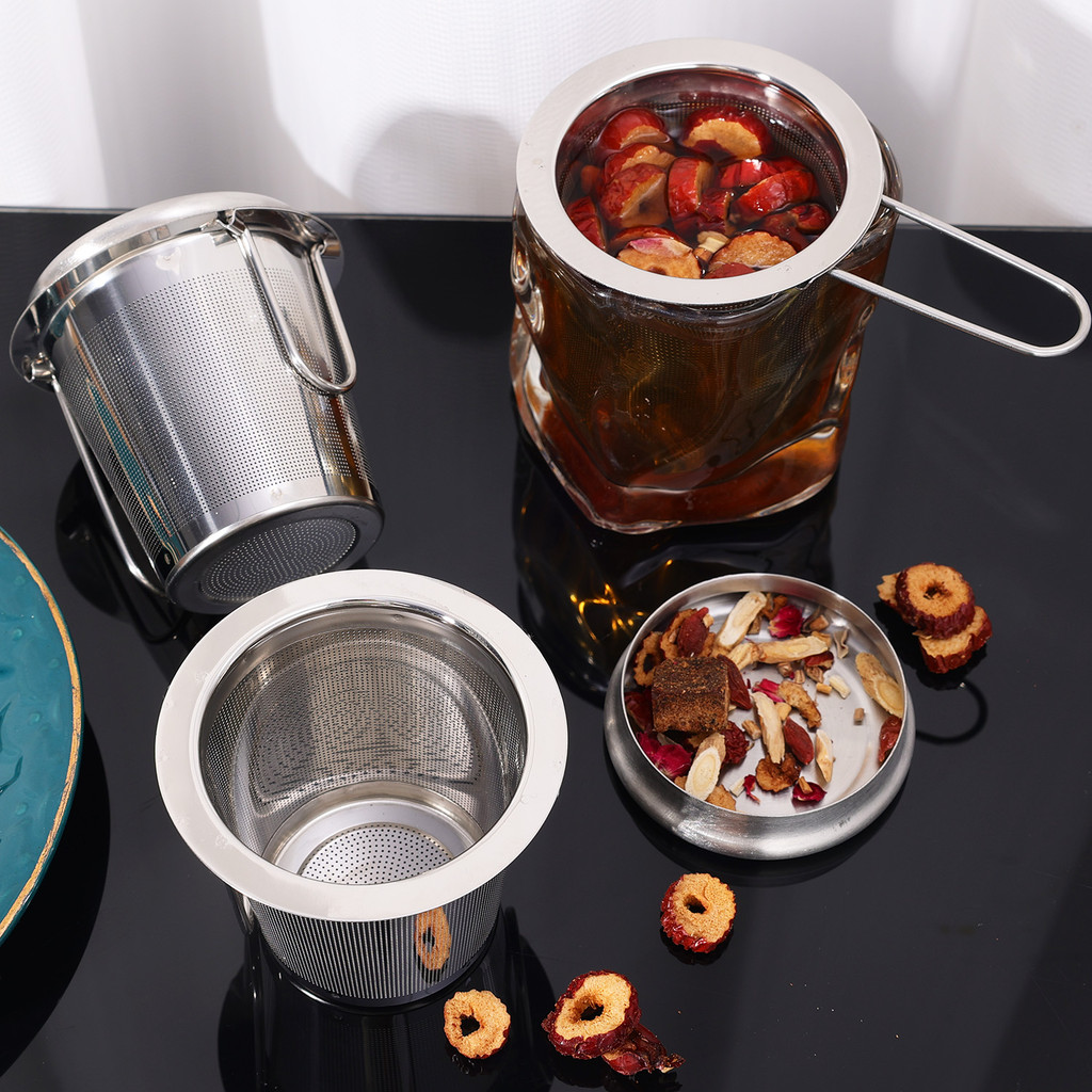 Double Handles Tea Infuser With Lid 304 Stainless Steel Strainer Tea ...