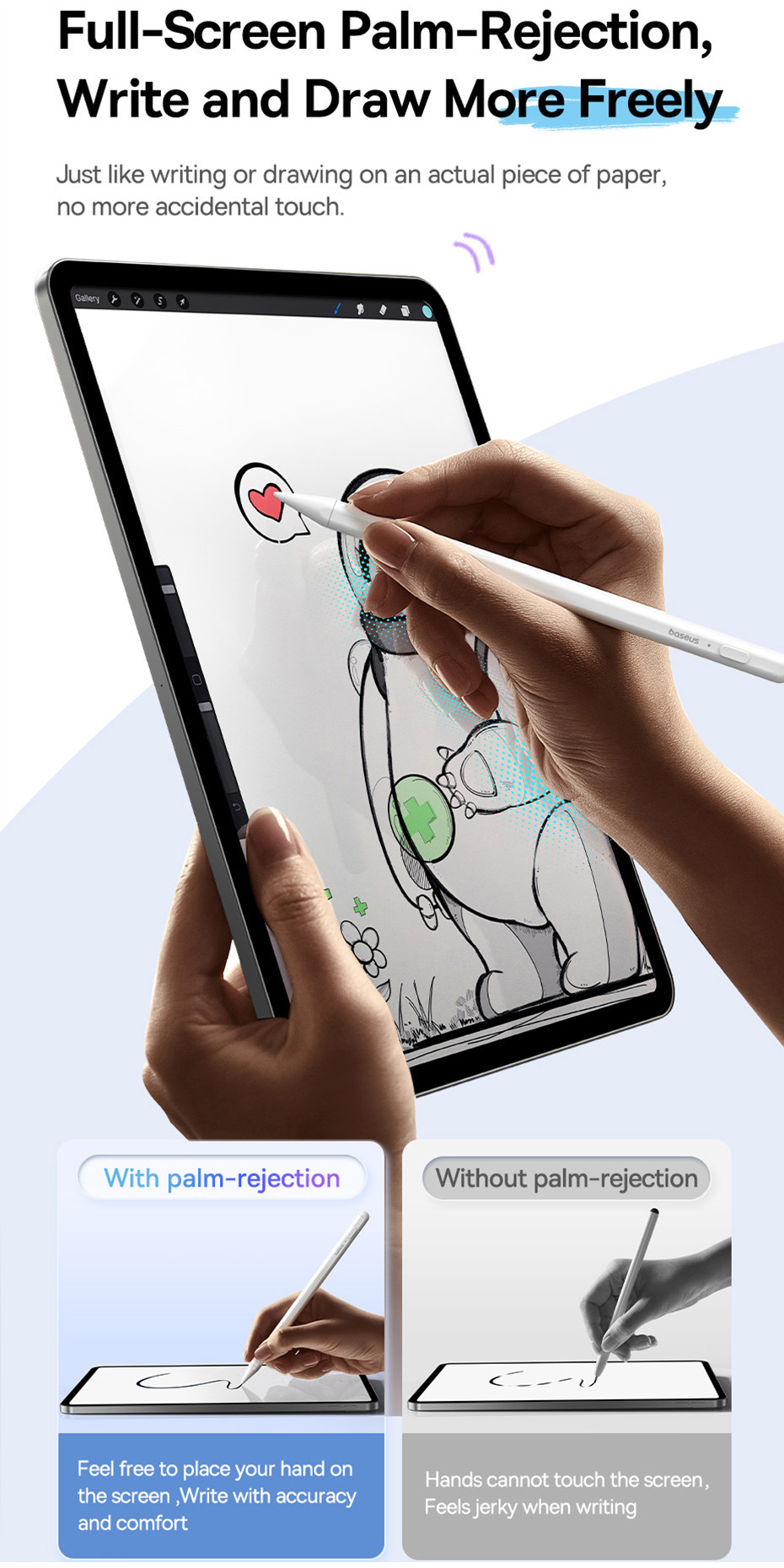Baseus Stylus Pens Pencil 2nd Gen Palm Rejection Tablet Stylus Touch ...