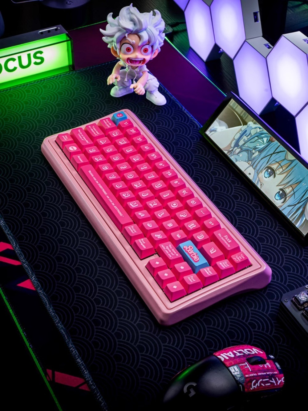 Barbie Pink Power Keycap Cherry Profile PBT Five-sided Dye Sublimation ...