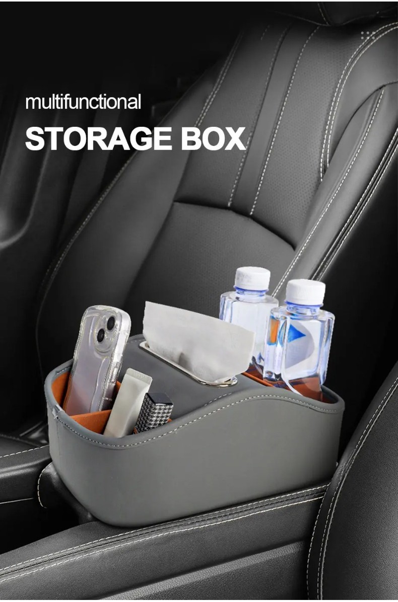 Car Armrest Box Universal Center Console Organizer Multi-Functional Pu ...