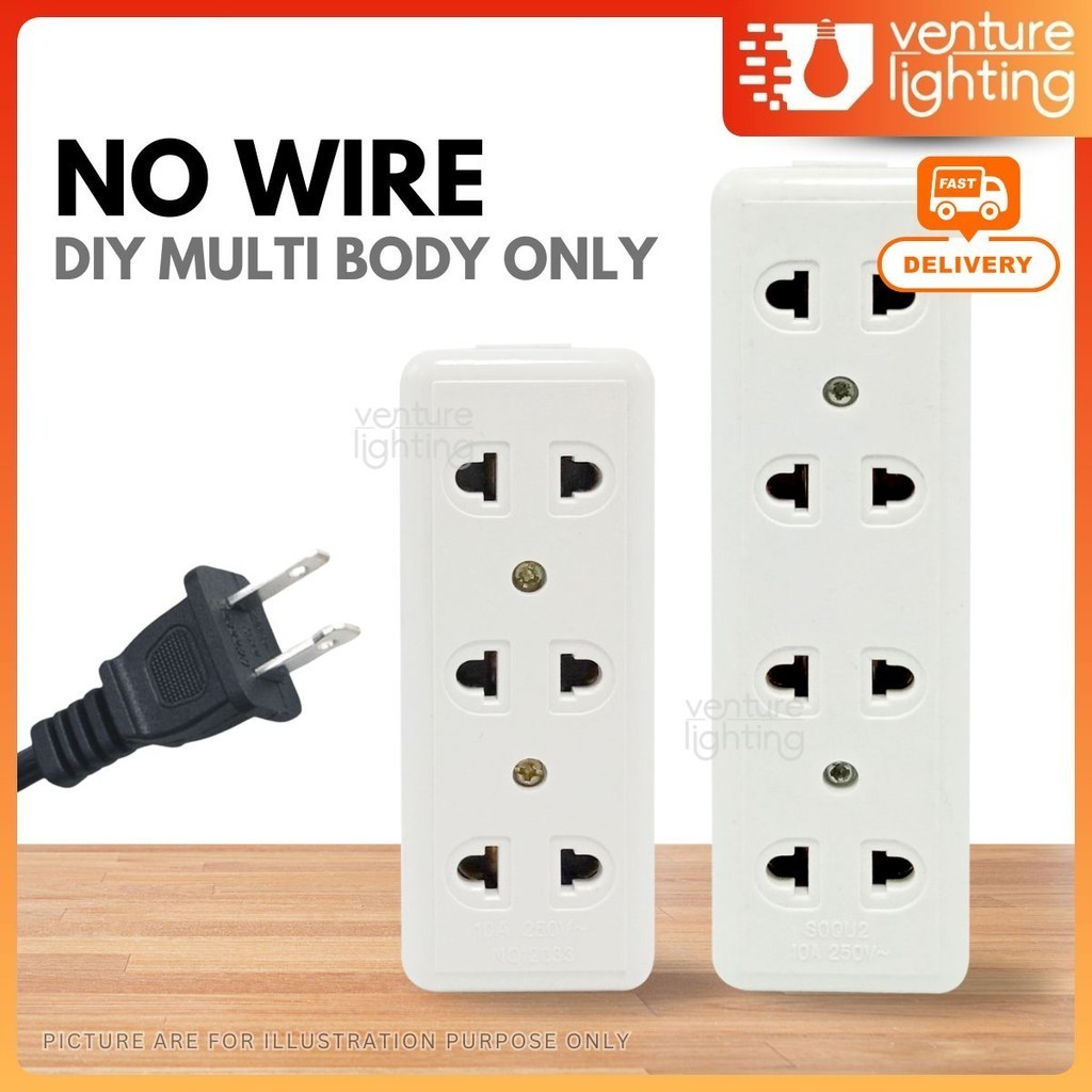 {Without Cable} DIY Multi 2 Pin 3 / 4 Way Extension Socket/Suitable For ...