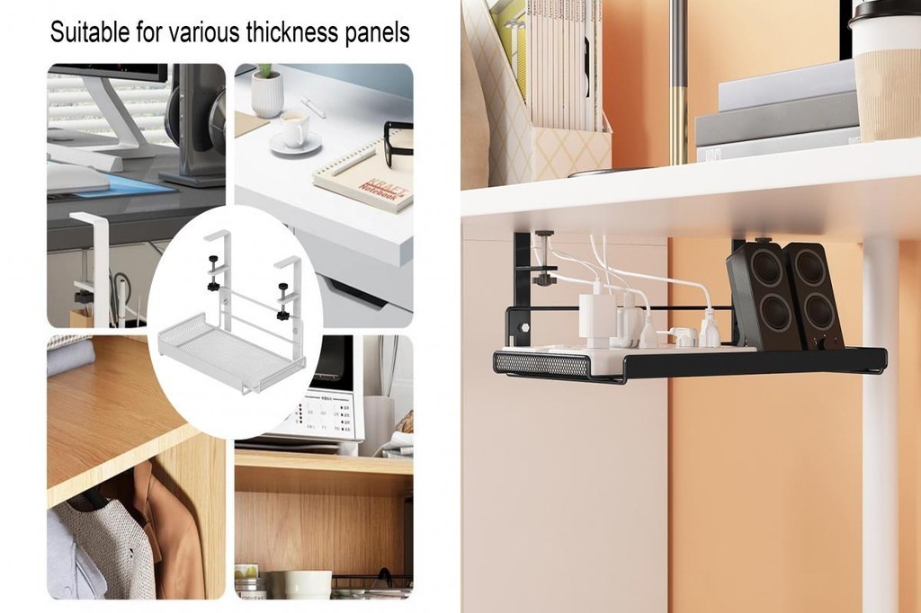 Shapxp Cable Storage Tray Desktop Cable Organizer Adjustable Under-desk ...