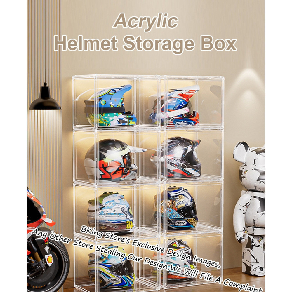Transparent Helmet Storage Box Acrylic Display Box Cabinet Display Case ...