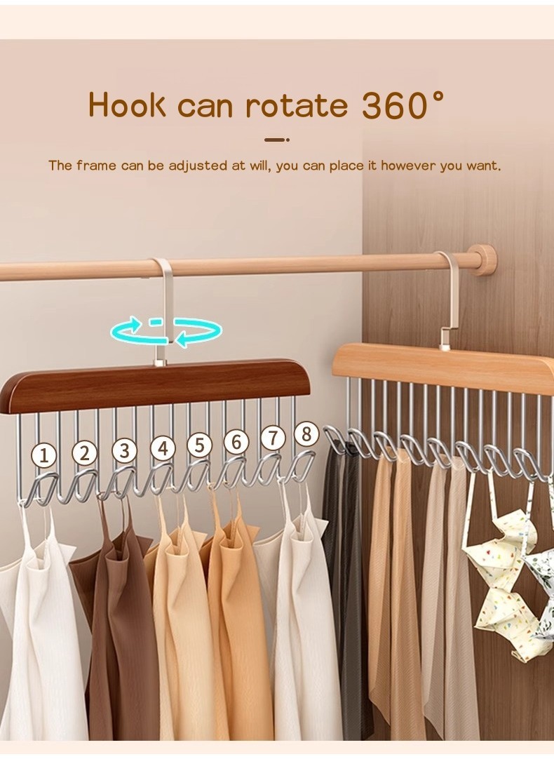 Multifunctional Wood Hanger Hook Women Storage Bra Hanger Home Belt ...