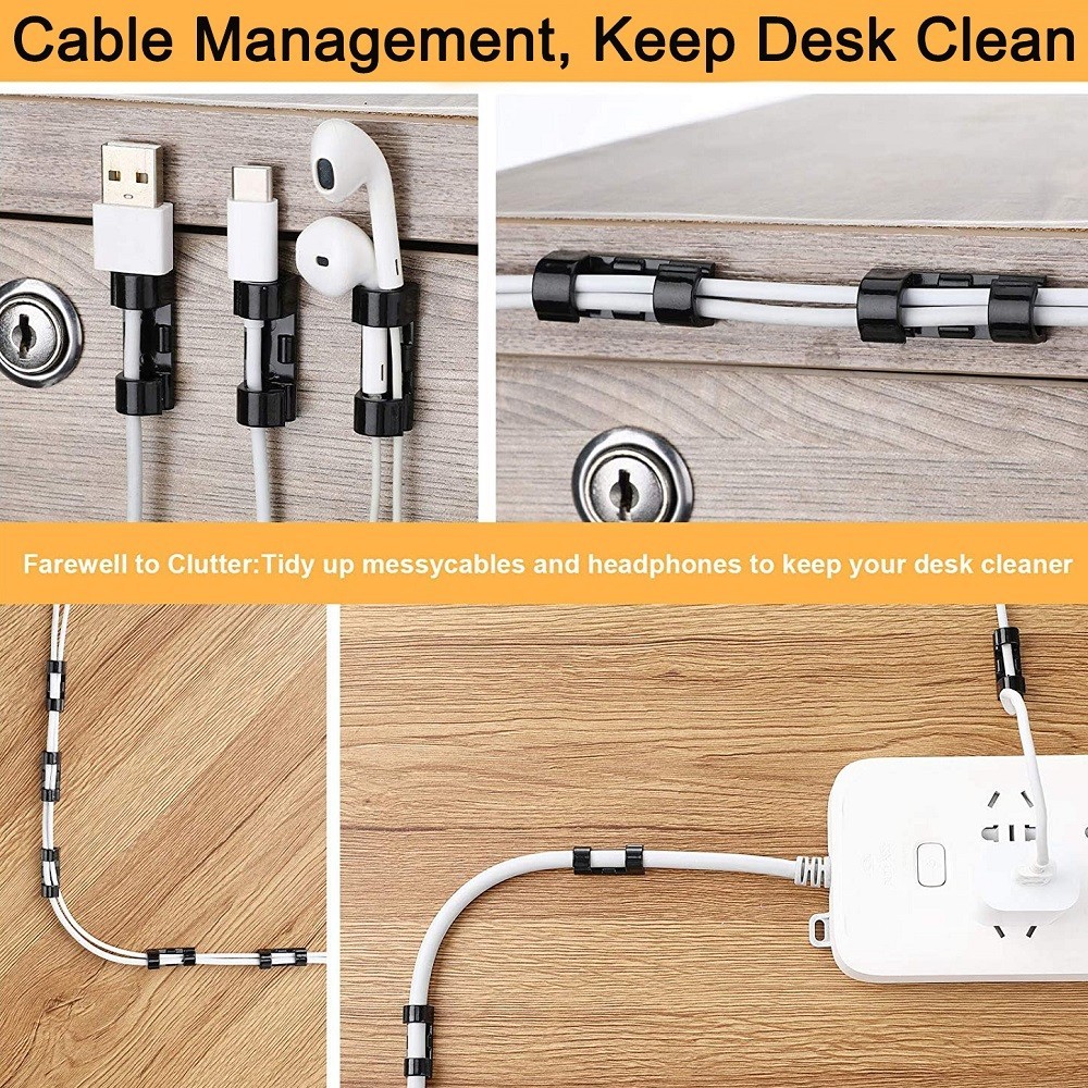Cable Organizer Wall Desktop Self-Adhesive Wire Winder USB Charging ...